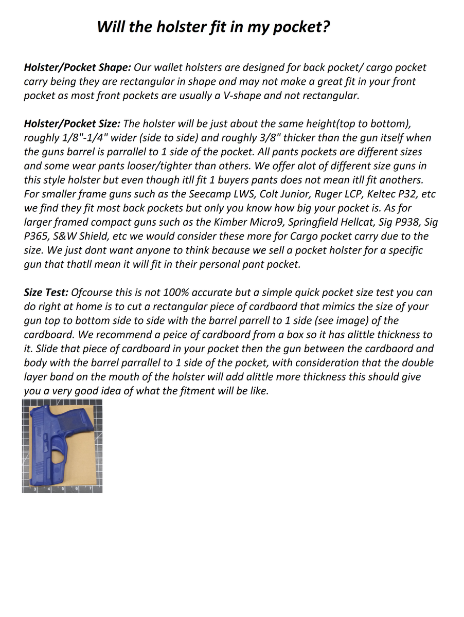 J&J Wallet Style Back/Cargo Pocket Holster – J&J Leather Store